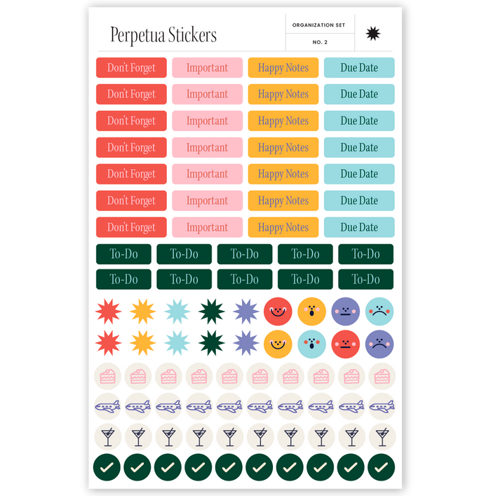 Set de Stickers de Organización Perpetua - 2 Planillas